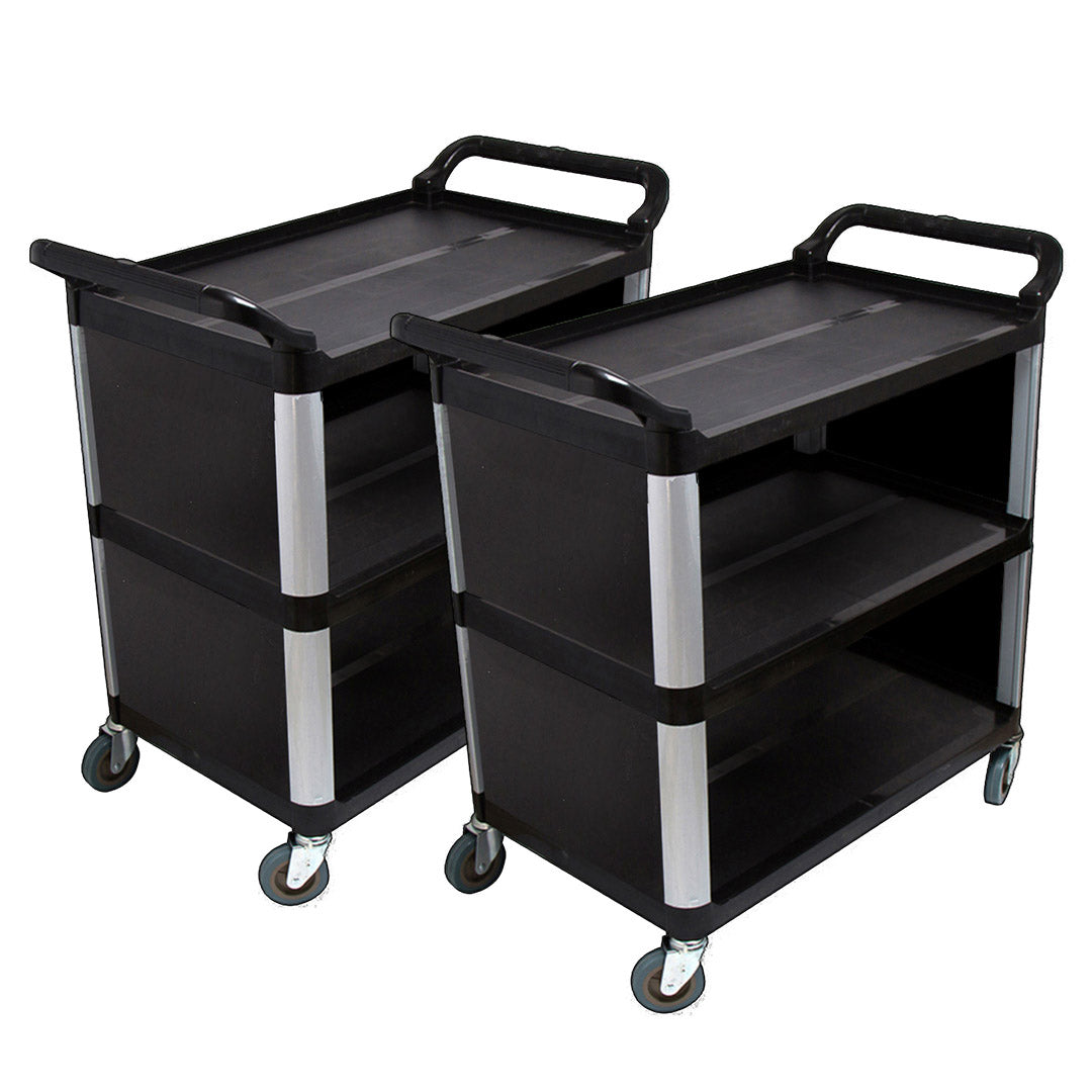 SOGA 2X 3 Tier Covered Food Trolley Food Waste Cart Storage Mechanic K