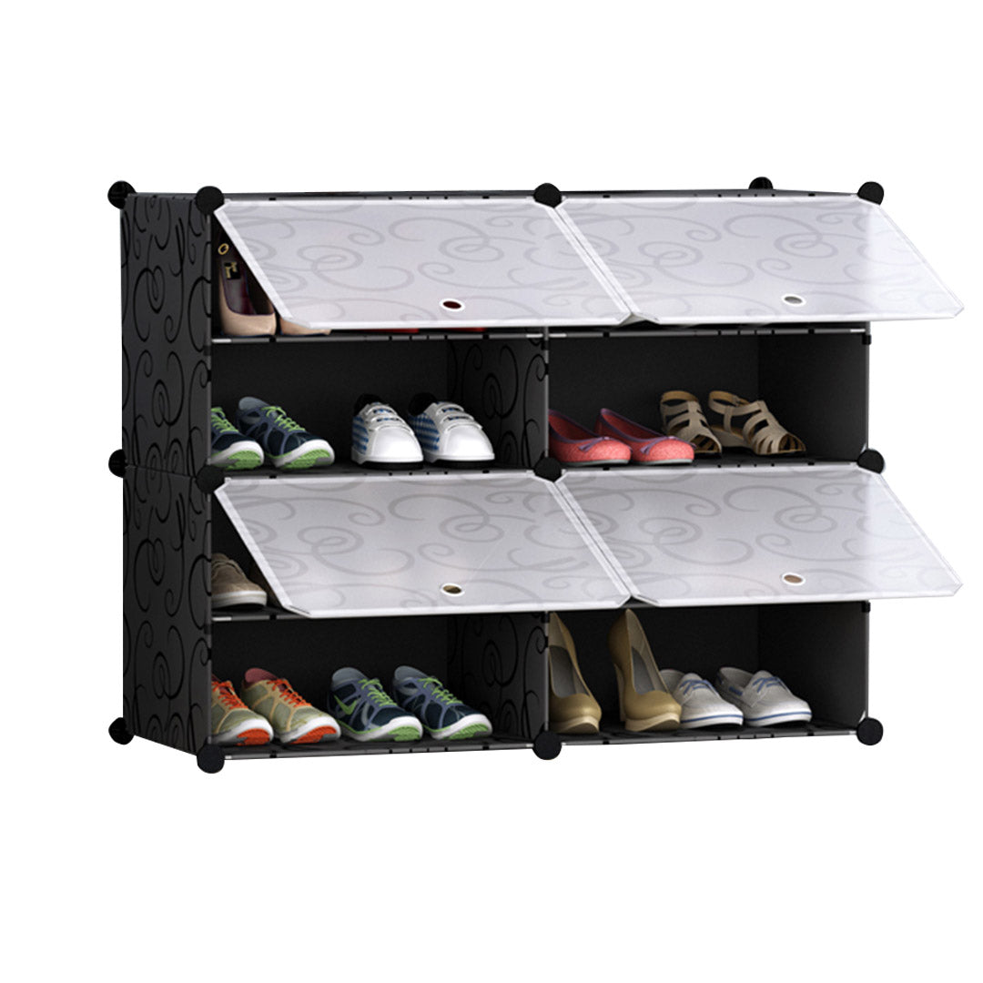 SOGA 4 Tier 2 Column Shoe Rack Organizer Sneaker Footwear Storage Stac