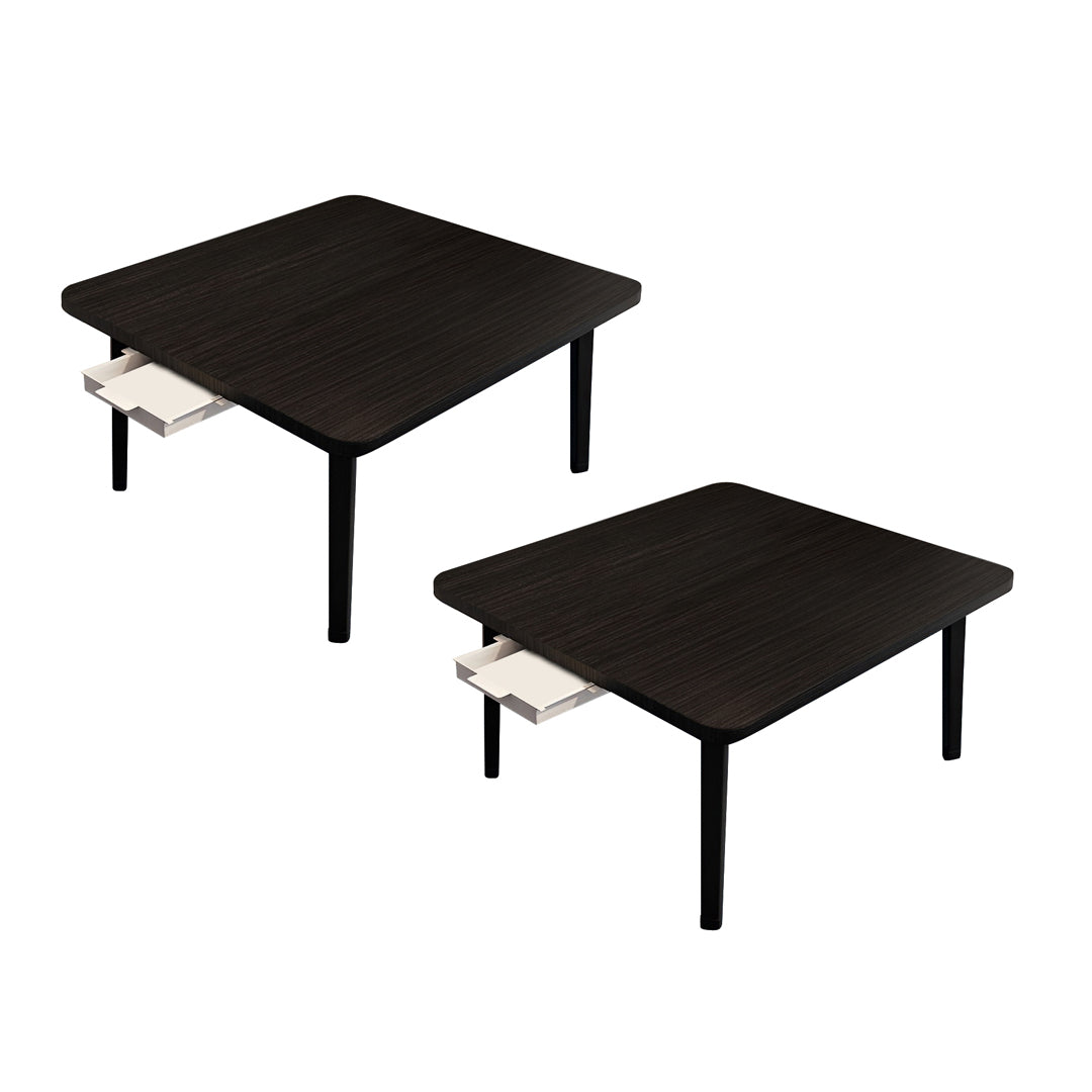 SOGA 2X Black Portable Floor Table Small Square Space-Saving Mini Desk