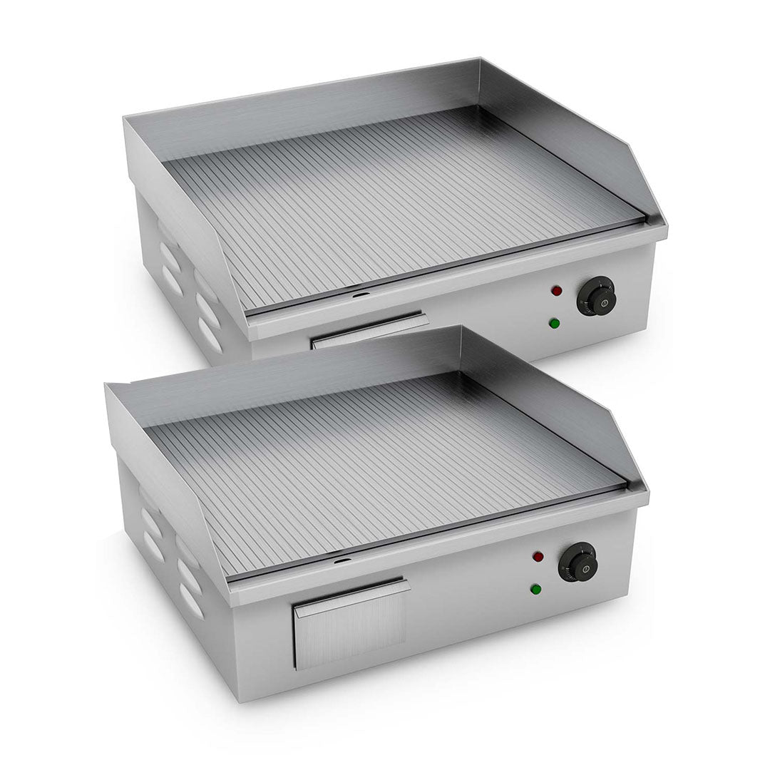 SOGA 2X Electric Stainless Steel Ribbed Griddle Commercial Grill BBQ H