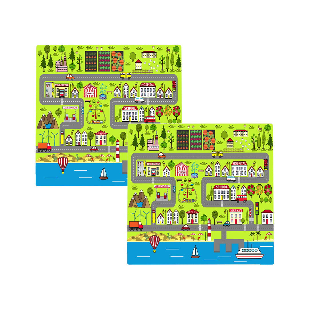 SOGA 2X 120cm Kids Rug Street Map Play Mat Educational Baby Theme Park